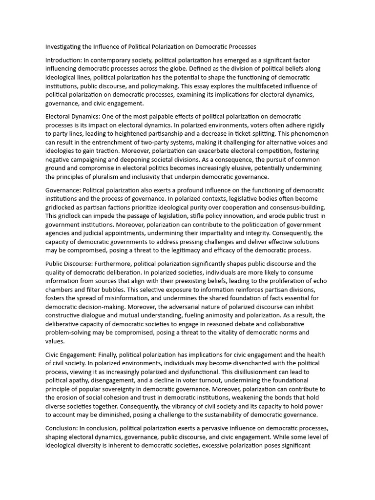 Political Polarization's Impact | PDF | Democracy | Political Ideologies