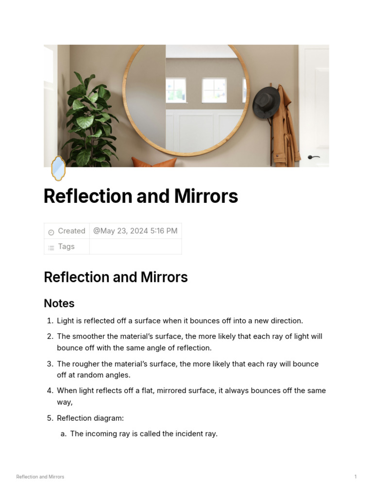 Understanding Reflection and Mirrors | PDF | Mirror | Radiation