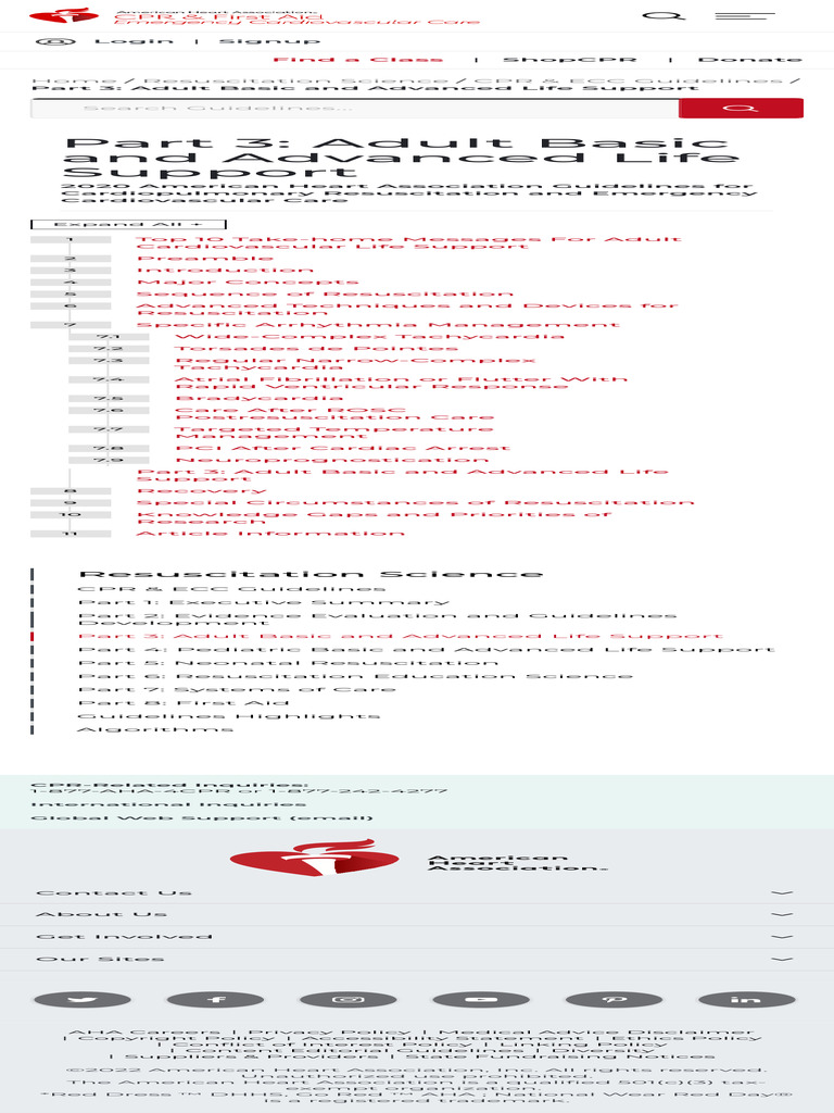 Part 3 Adult Basic and Advanced Life Support American Heart Association ...
