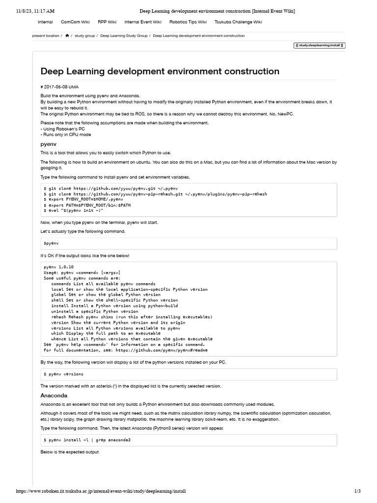 Deep Learning Development Environment Construction Pdf Python Programming Language Software