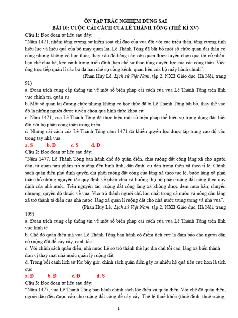 ÔN TẬP TRẮC NGHIỆM ĐÚNG SAI K11 | PDF