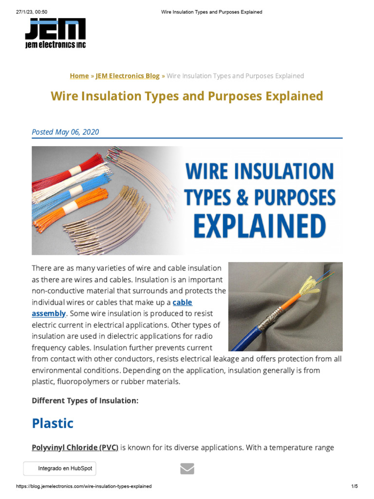 Wire Insulation Types and Purposes Explained | PDF | Insulator ...