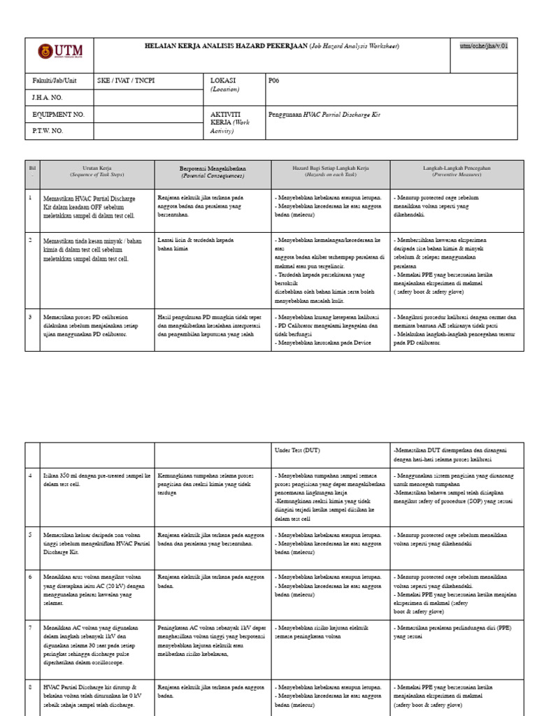 Nurhani Najwa _ Job-Hazard-Analysis-HVAC PD Test | PDF