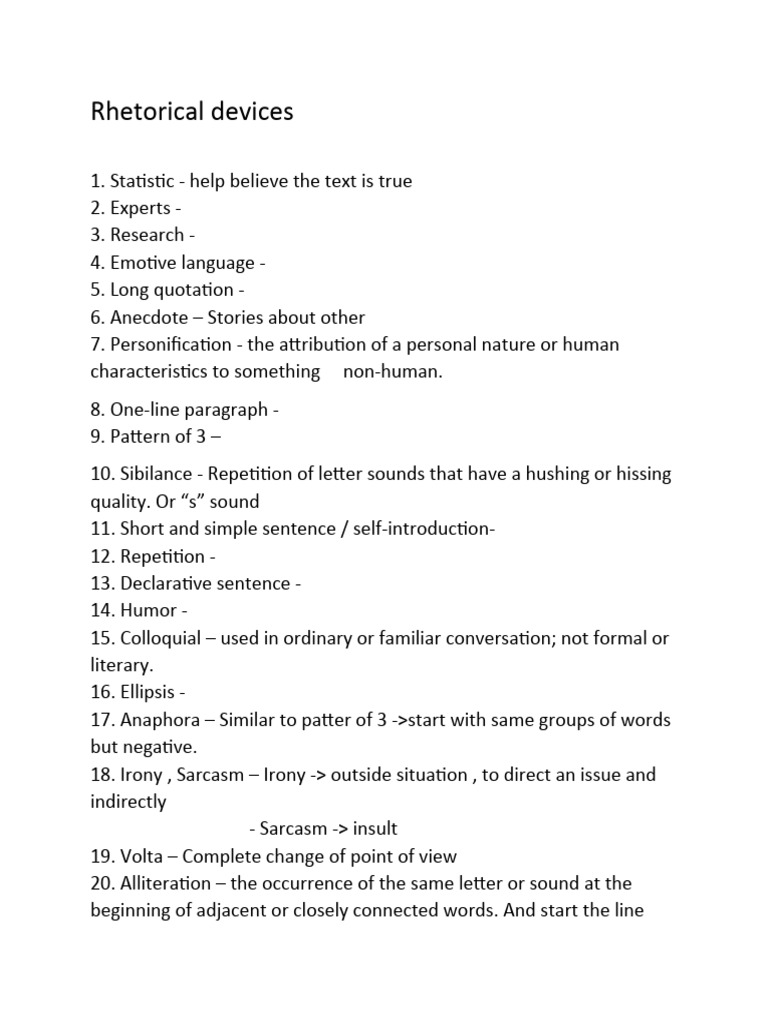 Rhetorical_devices | PDF | Language Mechanics | Grammar