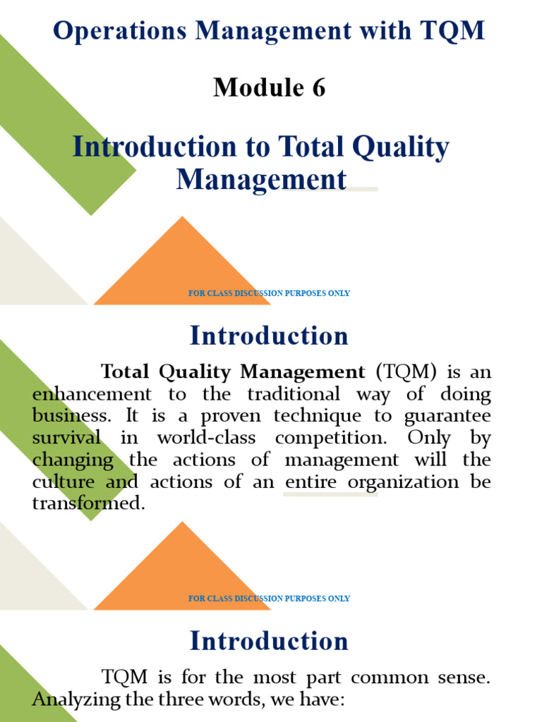 Module 6 Introduction to Total Quality Management (1) | PDF | Quality ...