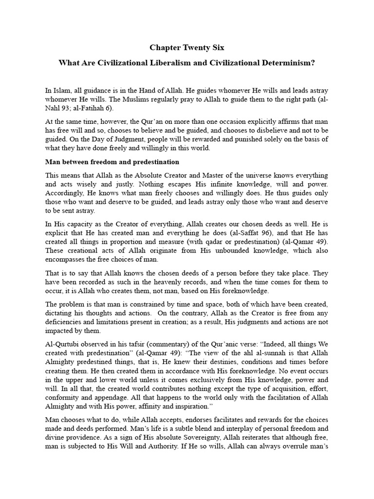 Chapter 26 Civilizational Determinism Pdf God In Islam Free Will