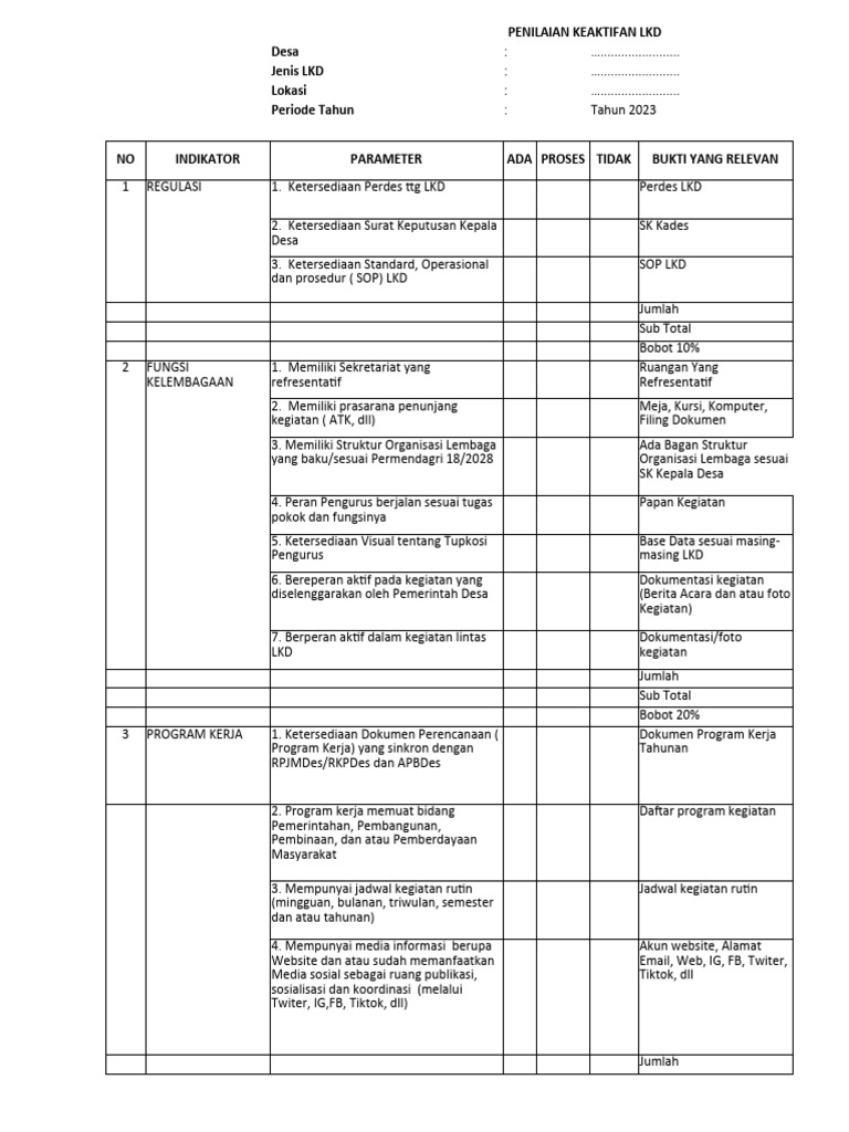Form Penilaian LKD Aktif | PDF Form Penilaian LKD Aktif | PDF
