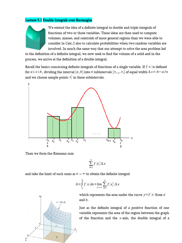 Lecture 11. Double Integrals | PDF | Integral | Mathematical Relations
