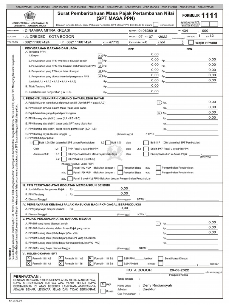 DMK - SPT Induk PPN Masa Juli 2022 | PDF
