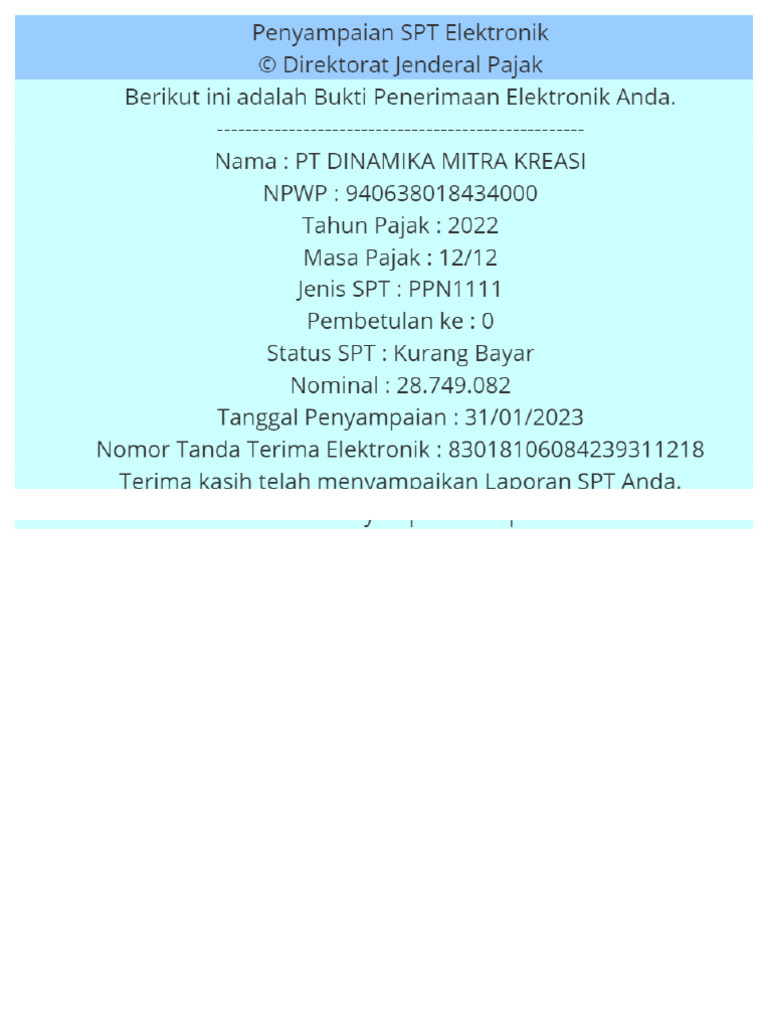 DMK - BPE PPN Masa Desember 2022 | PDF