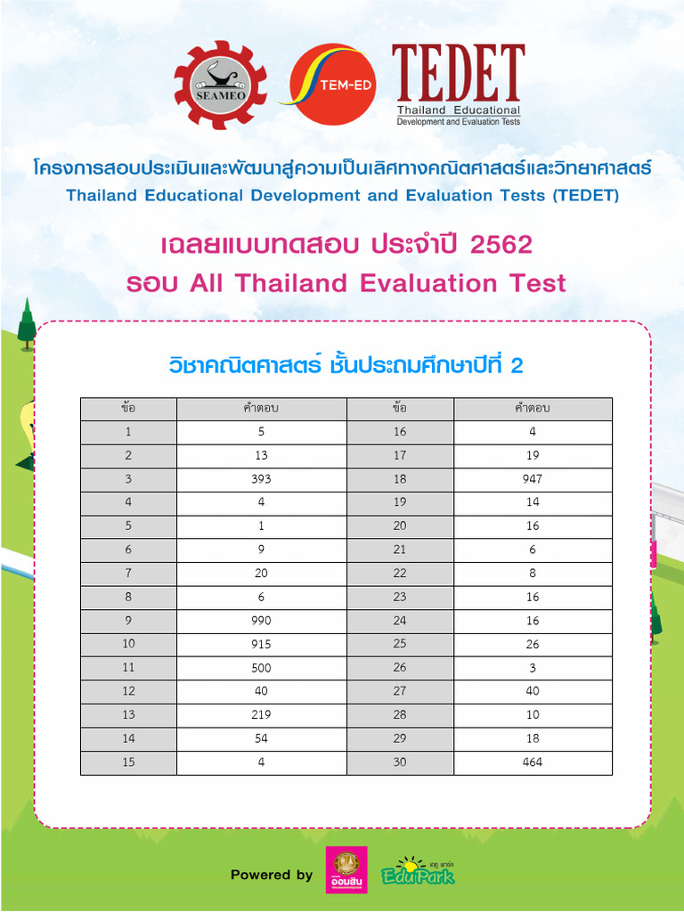 Answer_TEDET62_Math_G2 | PDF