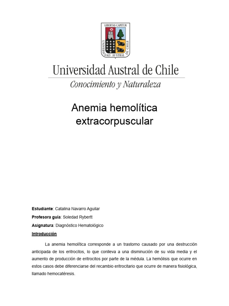Anemia Hemolítica Extracorpuscular | PDF | Especialidades Medicas ...
