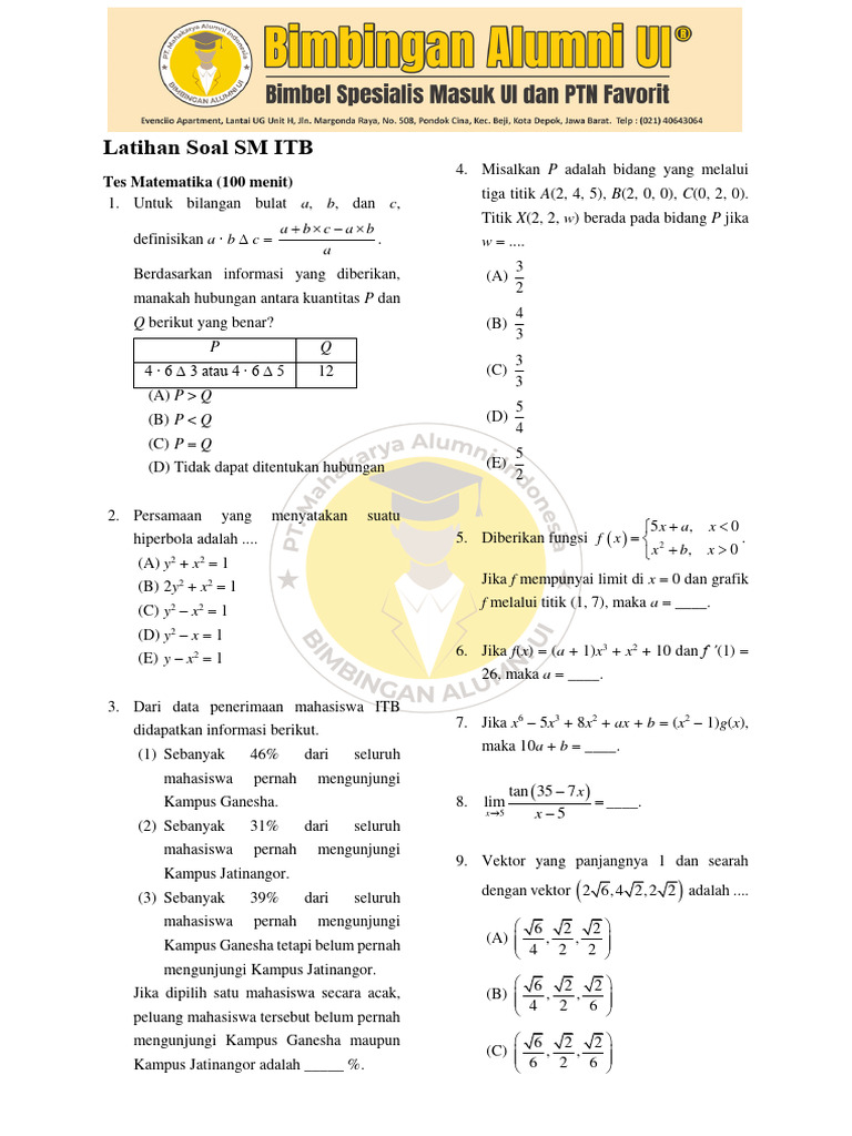 Tes Matematika SM ITB 2023 | PDF