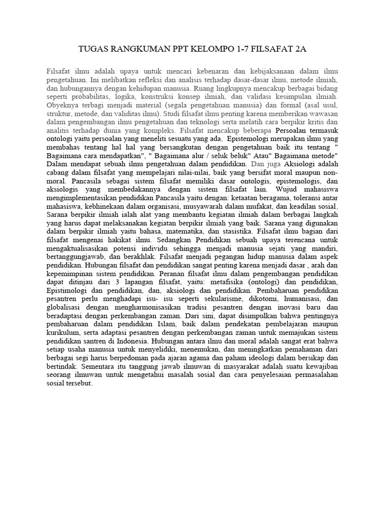 Rangkuman Filsafat Ilmu dan Pendidikan | PDF