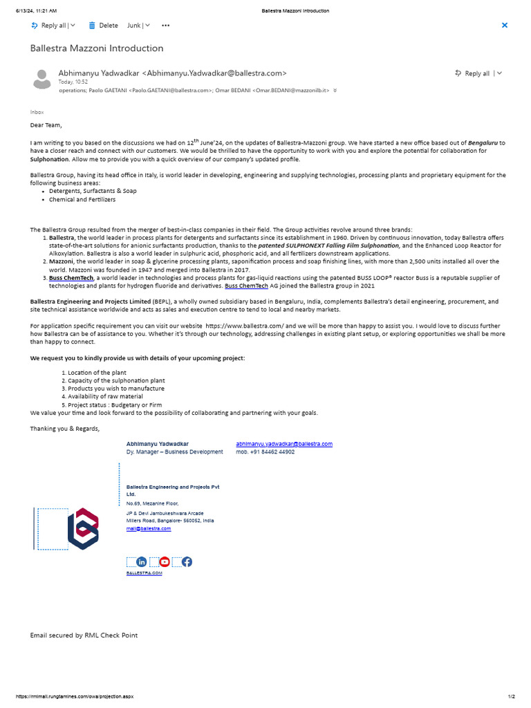 Ballestra Mazzoni Introduction | PDF | Detergent