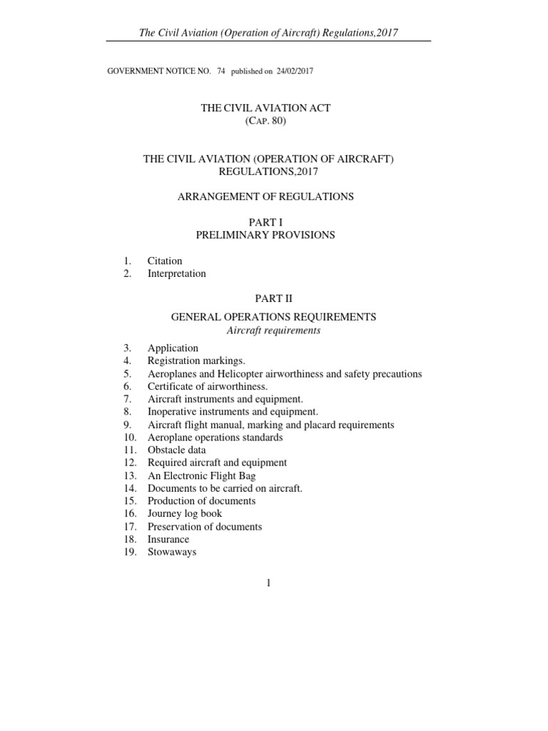 Civil Aviation Aircraft Regulations 2017 | PDF | Instrument Flight ...