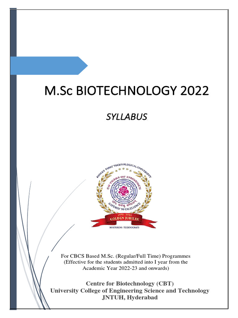MSC BIOTECHNOLOGY SYLLABUS JNTUH | PDF | Gene | Cell Culture MSC BIOTECHNOLOGY SYLLABUS JNTUH | PDF | Gene | Cell Culture