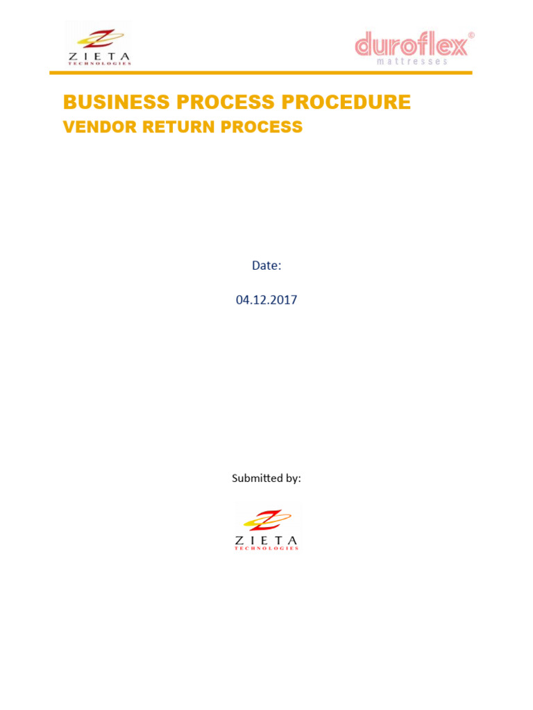 Duro Manual Vendor Return Process - Credit Memo | PDF | Business