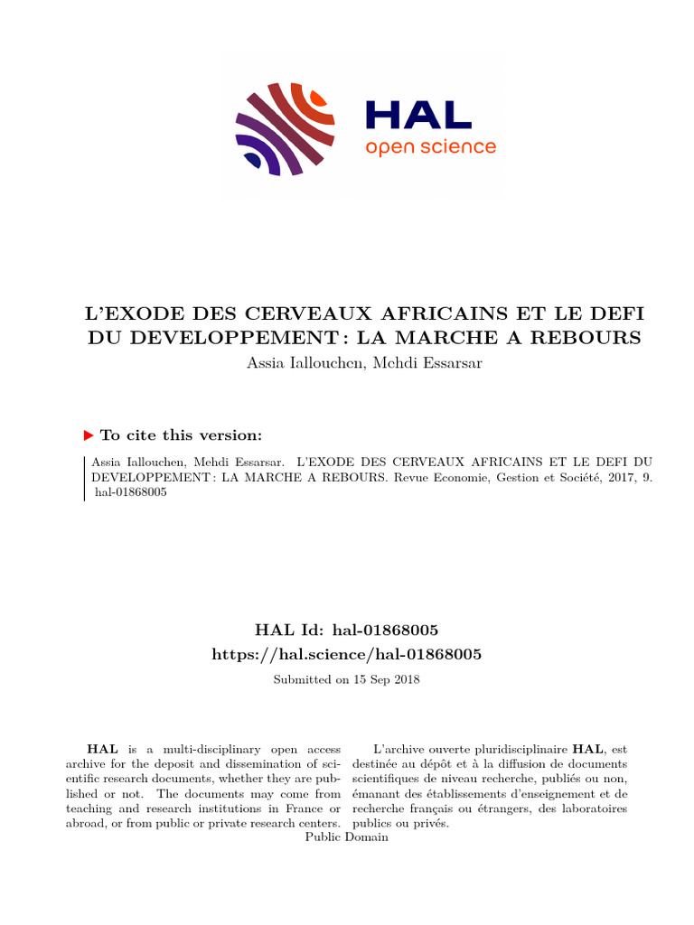 Exode des cerveaux africains et développement | PDF | Migration humaine ...