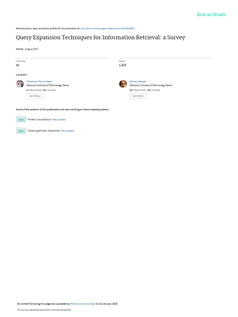 Query Expansion Techniques For Information Retriev 1 | PDF | Information Retrieval | Tag (Metadata)