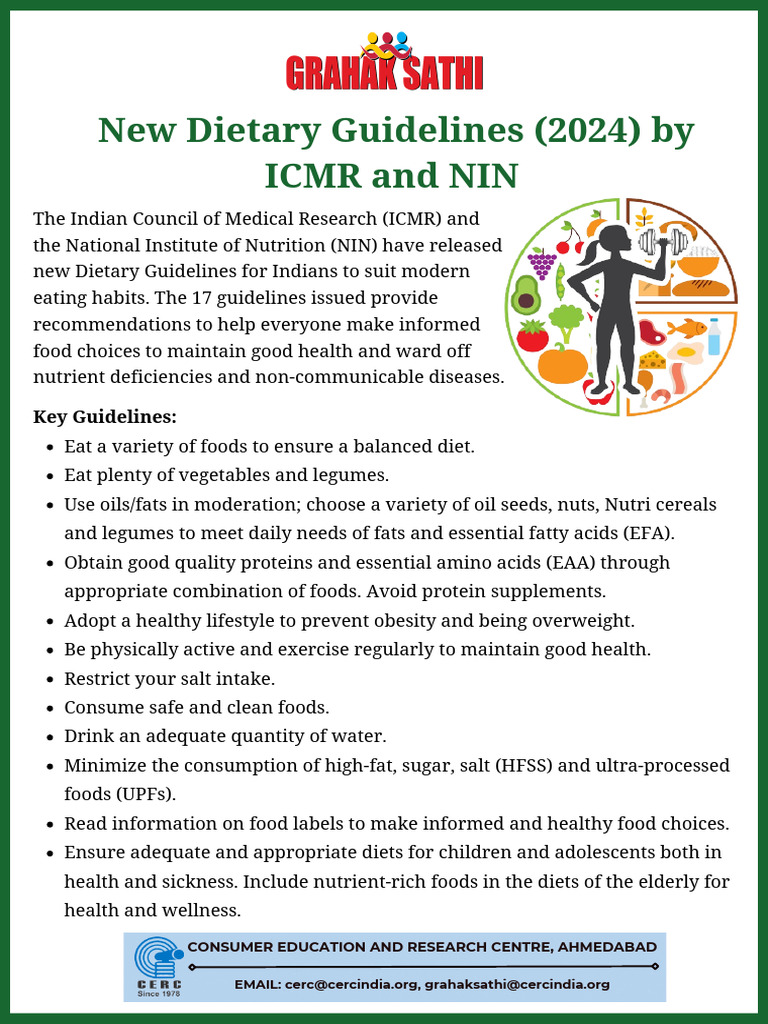New Dietary Guidelines (2024) by ICMR and NIN | PDF