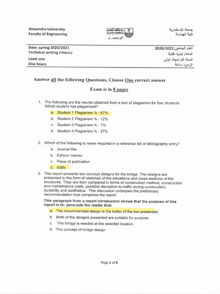 Technical Writing Final Exam Spring 2021 | PDF