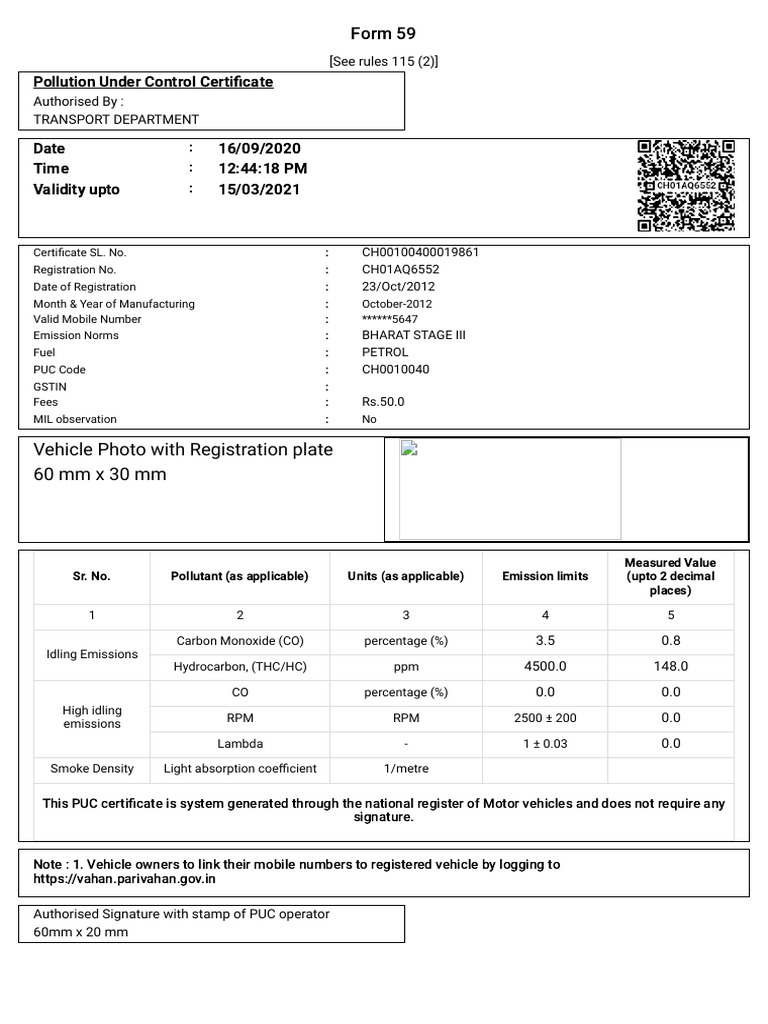 Pollution Under Control Certificate | PDF | Exhaust Gas | Pollution