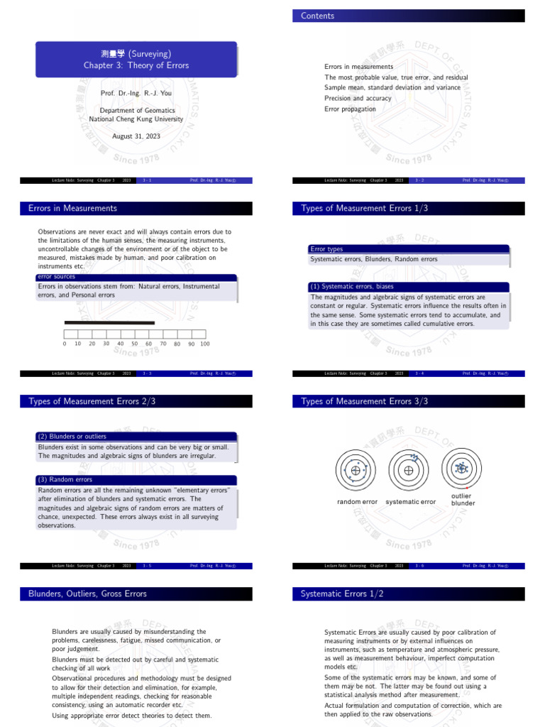 Survey - 3 - Error - Theory 2023 | PDF | Errors And Residuals | Observational Error