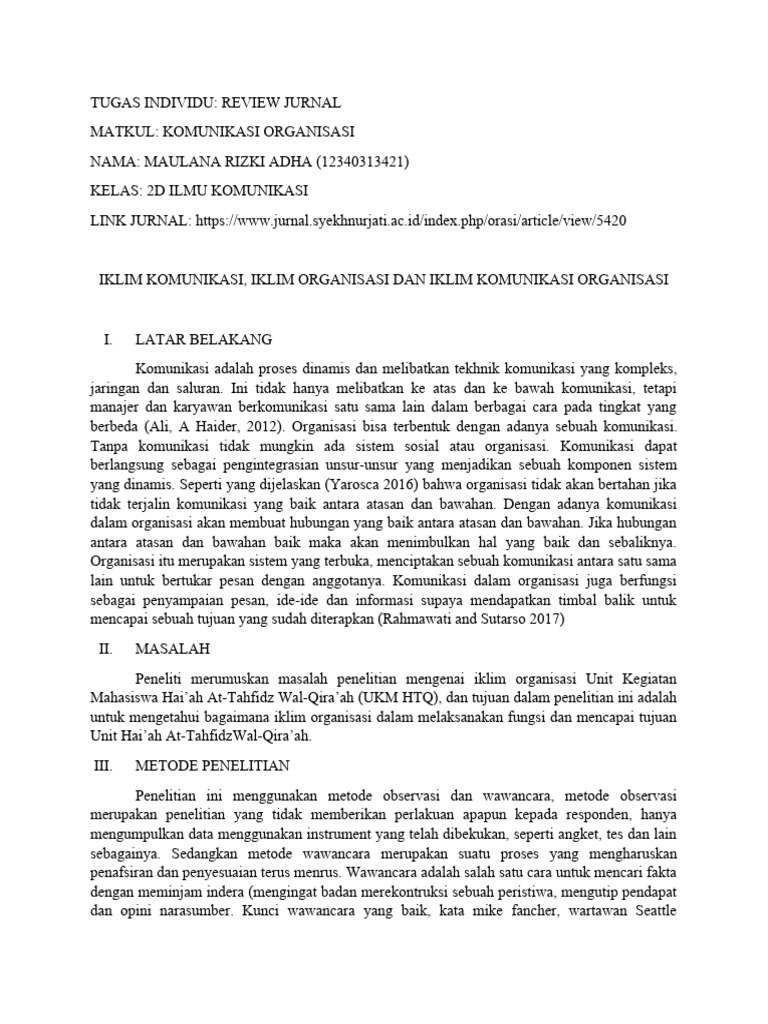 Tugas Individu Komunikasi Organisasi Maulana Rizki Adha 2D Ilkom | PDF | Ilmu Sosial | Sains ...