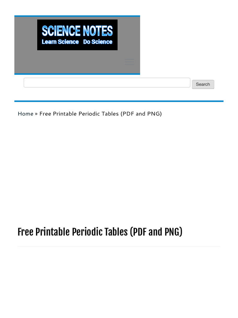 Free Printable Periodic Tables (PDF and PNG) - Science Notes and ...