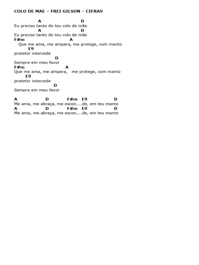4- Colo de Mae – Frei Gilson – Cifras | PDF