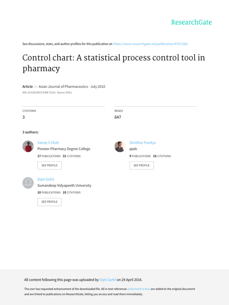 Control Chart A Statistical Process Cont | PDF | Standard Deviation | Variance