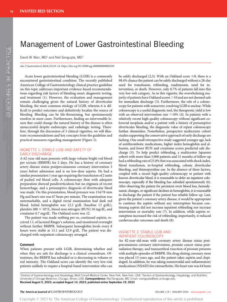 Management of Lower Gastrointestinal Bleeding.3 | PDF | Colonoscopy ...