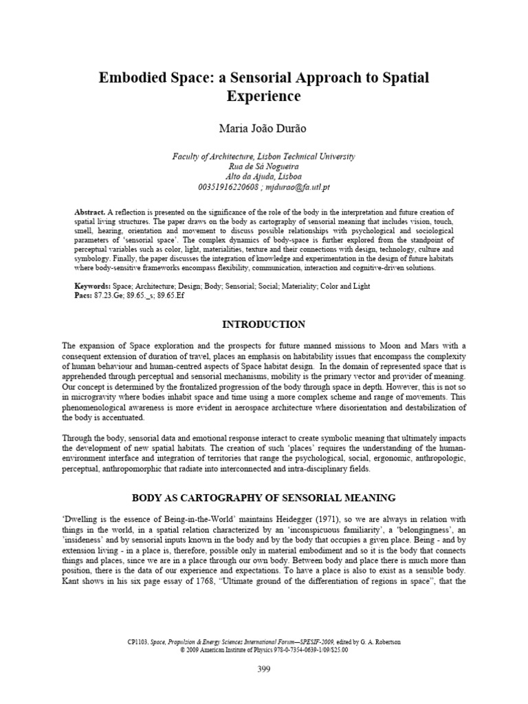 Embodied Space A Sensorial Approach To S | PDF | Perception | Senses