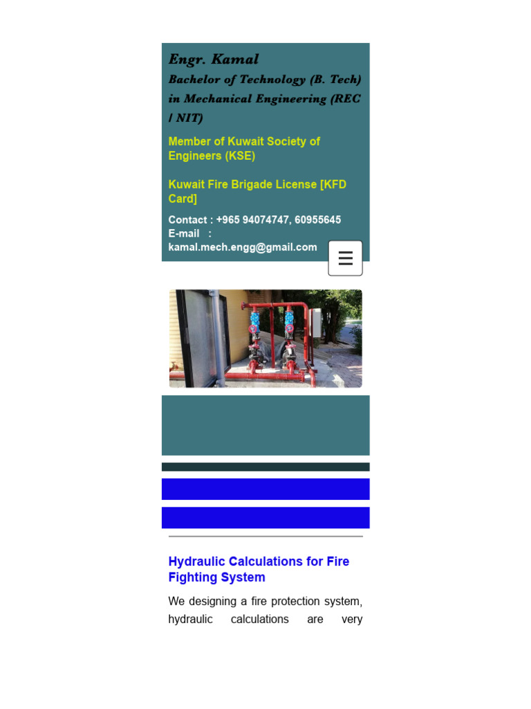 Fire Fighting Hydraulic Calculations | PDF | Fire Sprinkler System ...