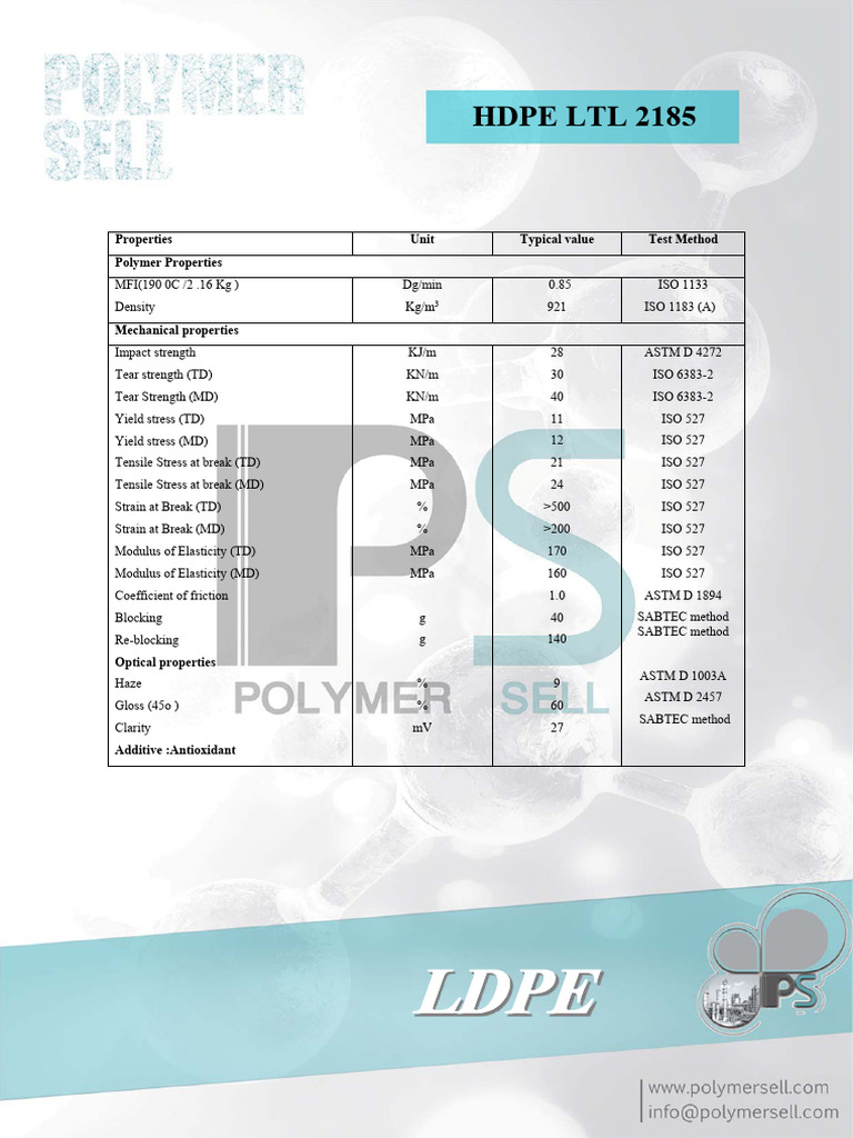 Hdpe LTL 2185 | PDF | Combustion | Materials