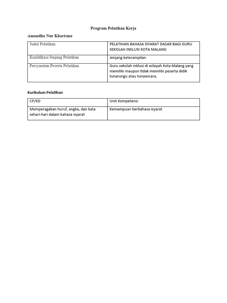 UKOM - Program Pelatihan Kerja Template | PDF