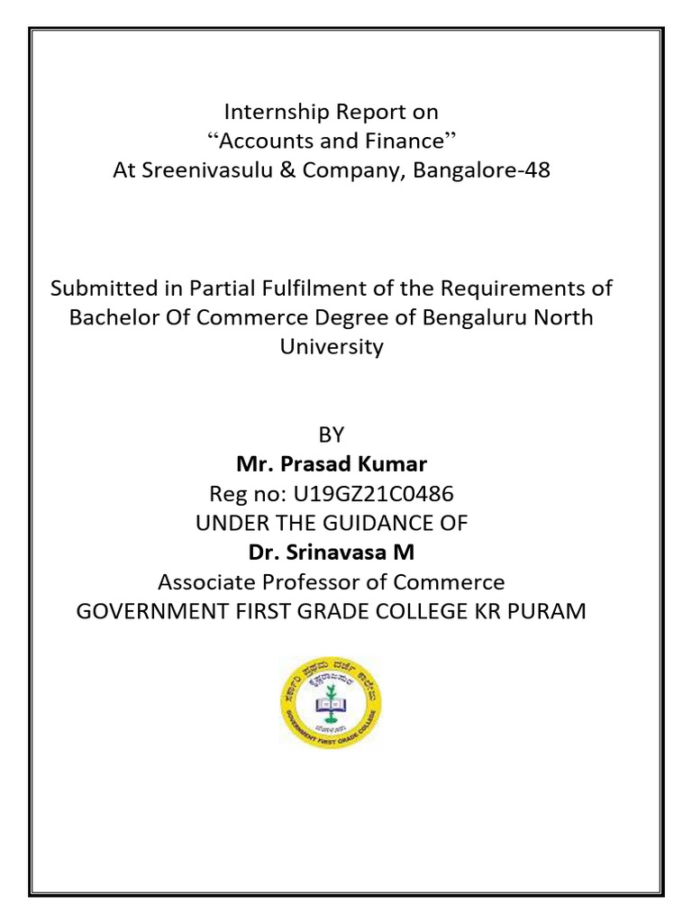 Internship Report on Accounts & Finance | PDF | Taxes | Audit