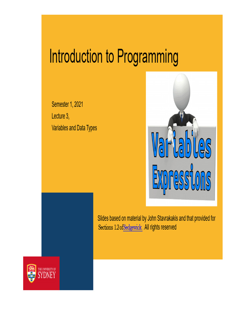 L03 - Variables and Data Types | PDF | Boolean Data Type | Data Type