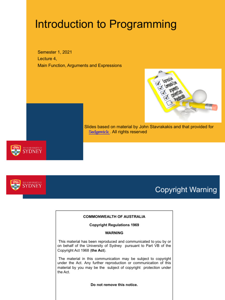 L04 - Main Function, Arguments and Expressions | PDF | If And Only If | Software Development