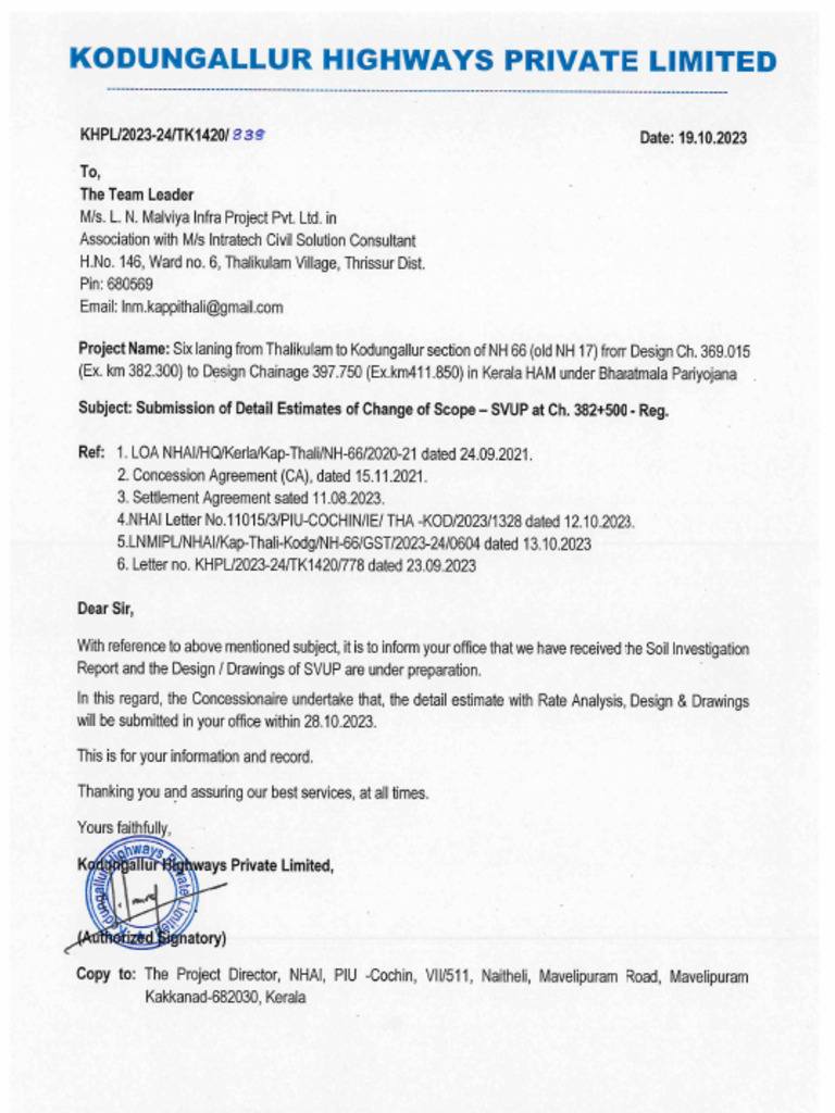 KHPL-2023-24-TK1420-838 - Submission of Detail Estimates of COS - SVUP ...