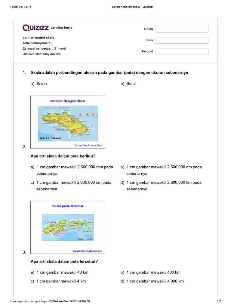 Latihan Materi Skala | PDF