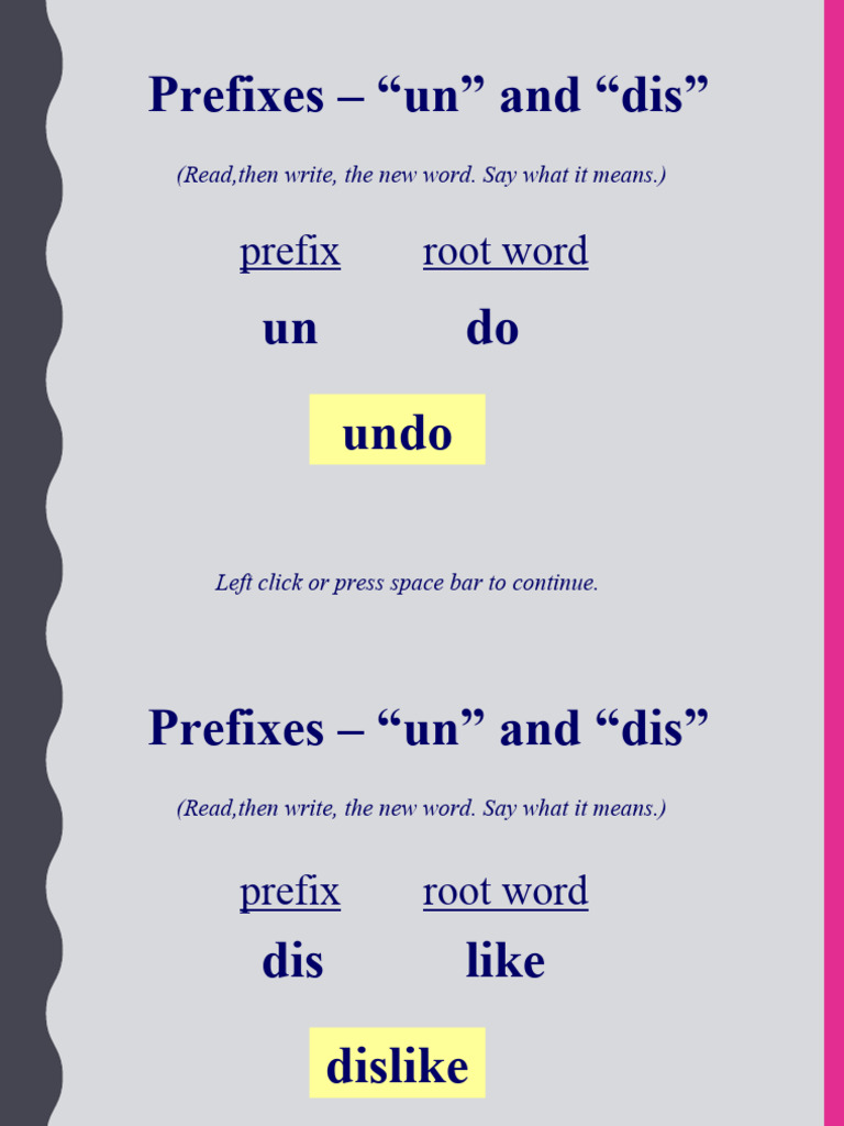 Prefixes- Un & Dis | PDF