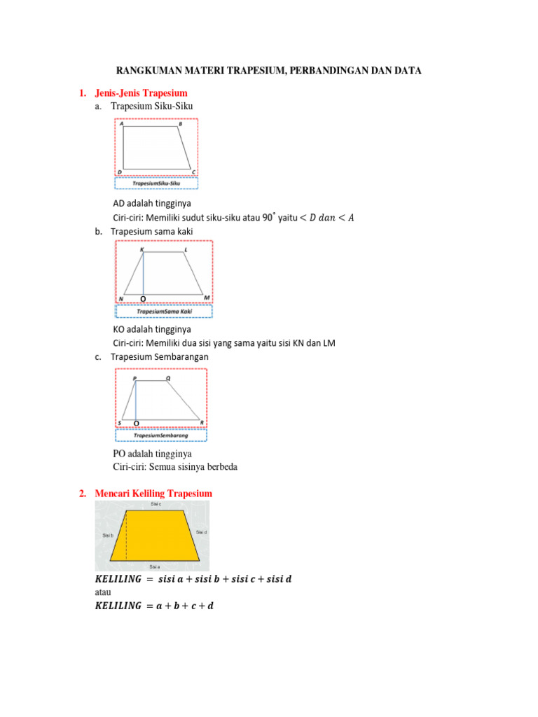 Materi Trapesium: Jenis dan Rumus | PDF