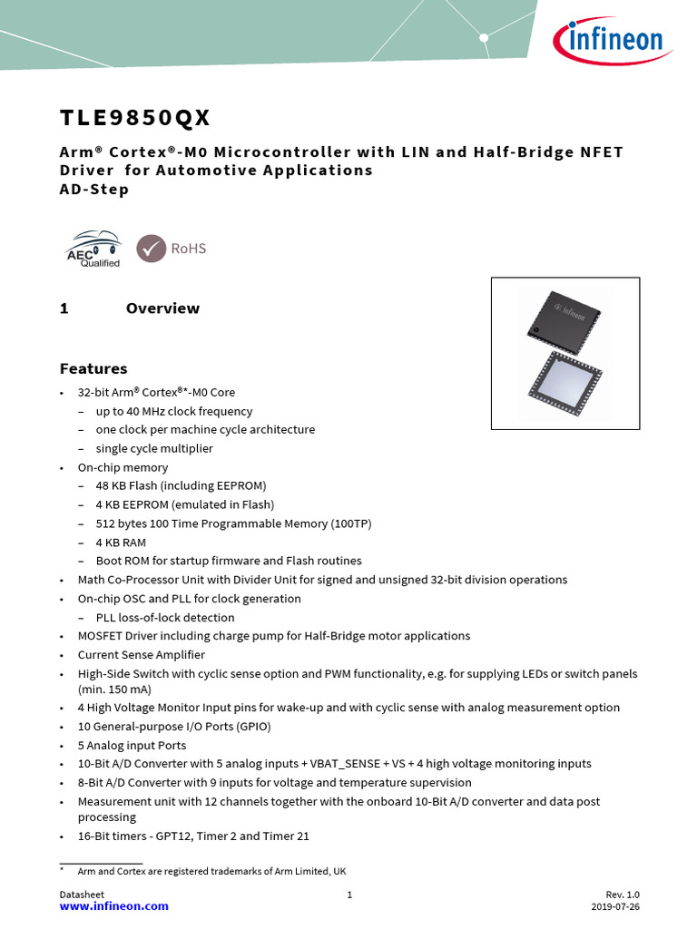 Infineon TLE9850QX DataSheet v01 - 00 EN | PDF | Power Supply | Analog To Digital Converter