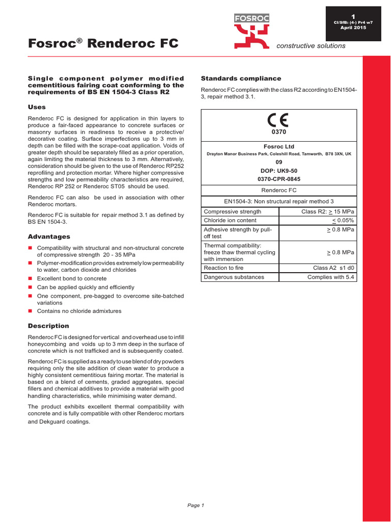 Renderoc FC | Download Free PDF | Materials | Building Engineering