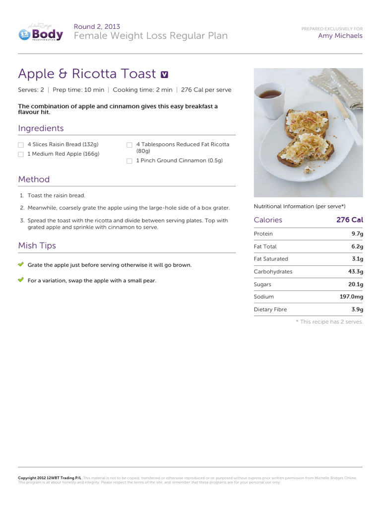Michelle Bridge Recipe1 | PDF | Stir Frying | Cooking
