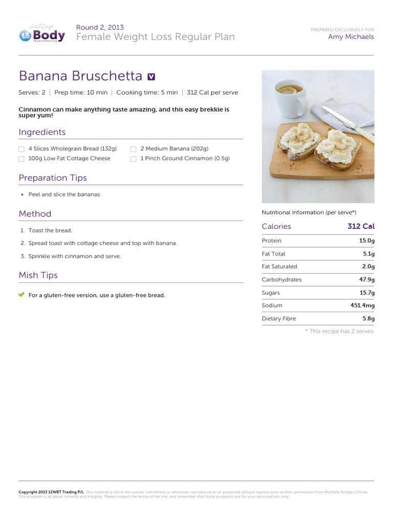 Michelle Bridge Recipe2 | PDF | Cooking | Calorie