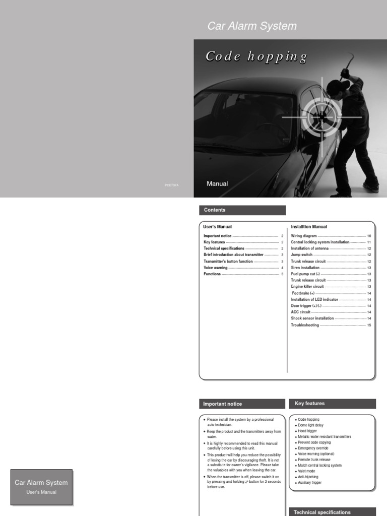 Steelmate Car Alarm User Manual | PDF | Manufactured Goods | Electricity