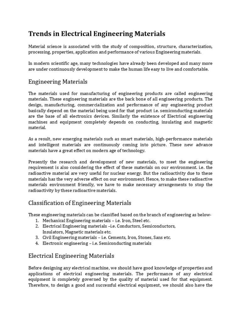 Unit 1 (Electrical Material) | PDF | Magnetism | Ferromagnetism